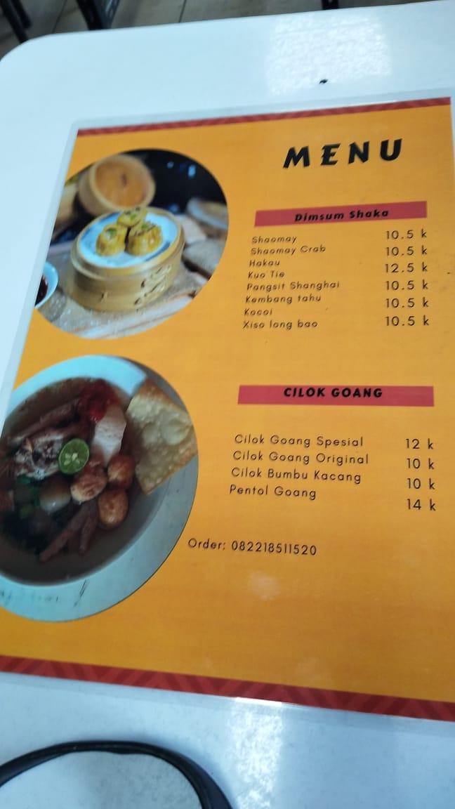 Menu at Cilok Goang restaurant, Bandung
