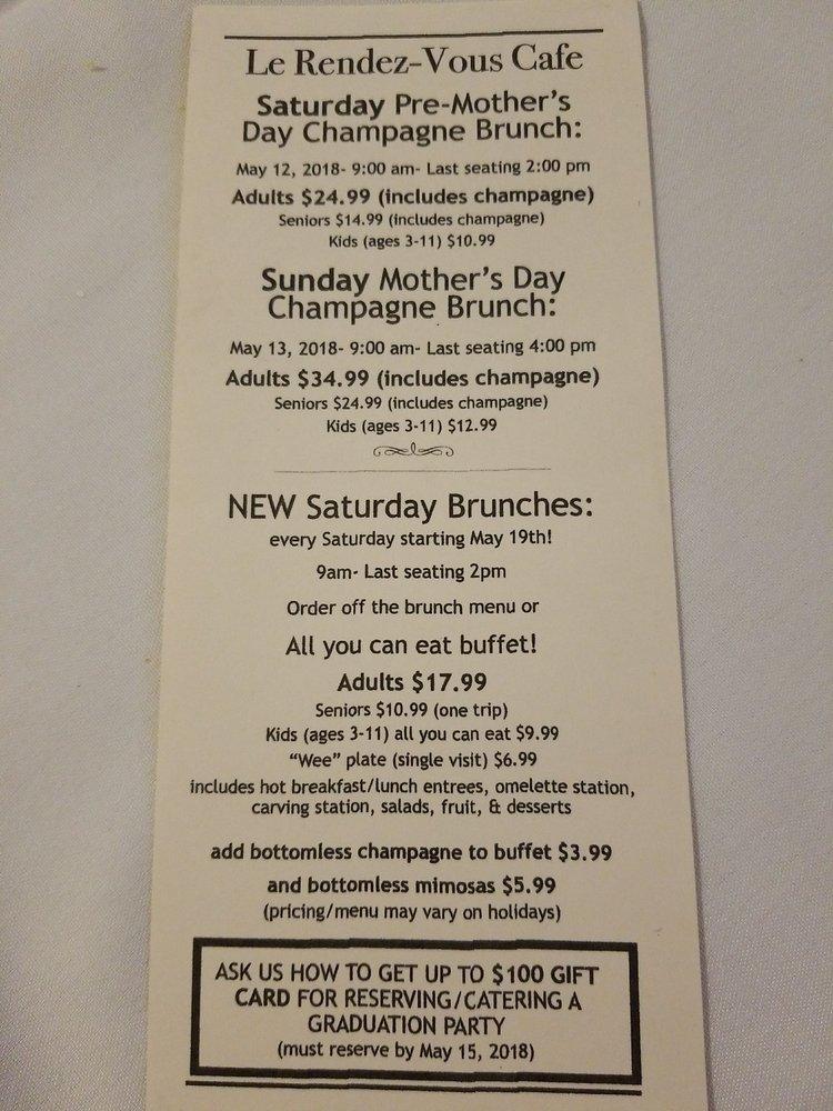 Menu at Le Rendez-Vous Cafe, Colton