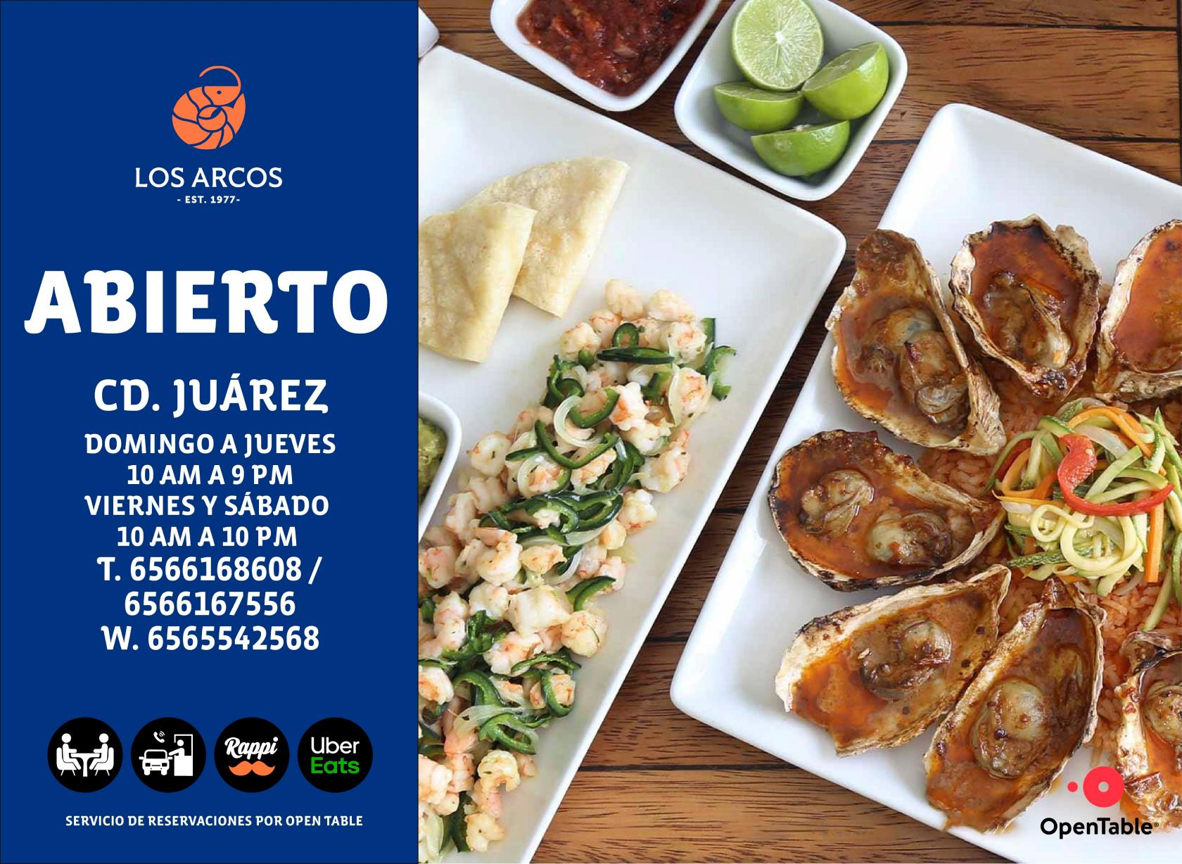 Carta del restaurante Los Arcos, Ciudad Juarez