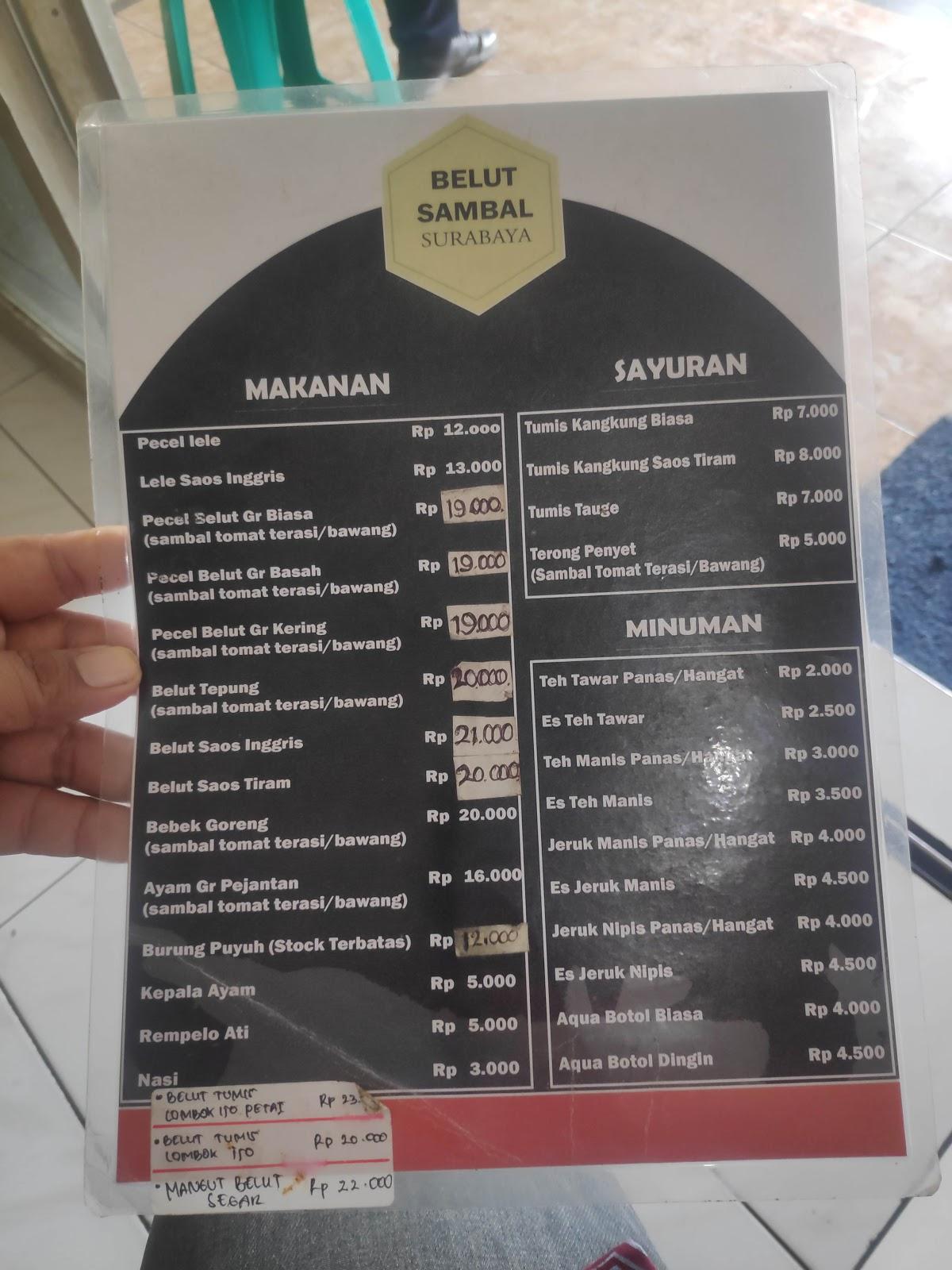 Menu at Rumah Makan Belut Sambel Surabaya cafe, Semarang