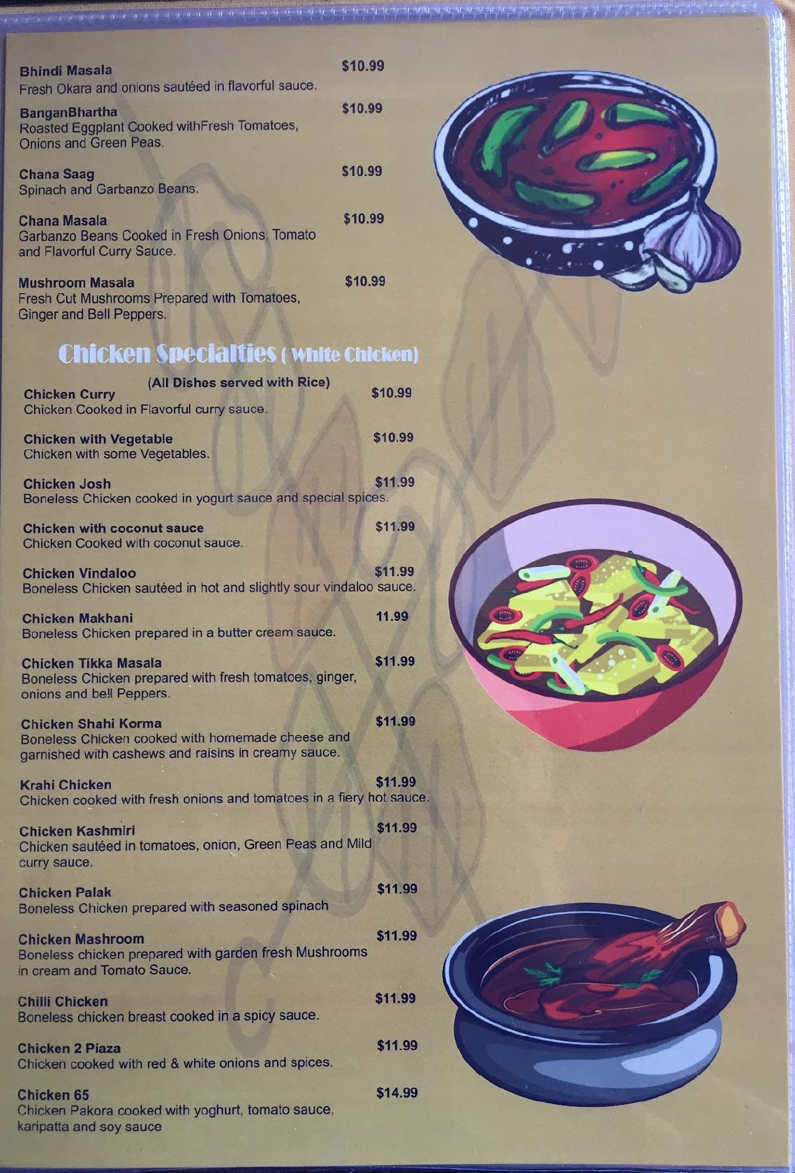 Menu at Tandoori Flame restaurant, Indianapolis