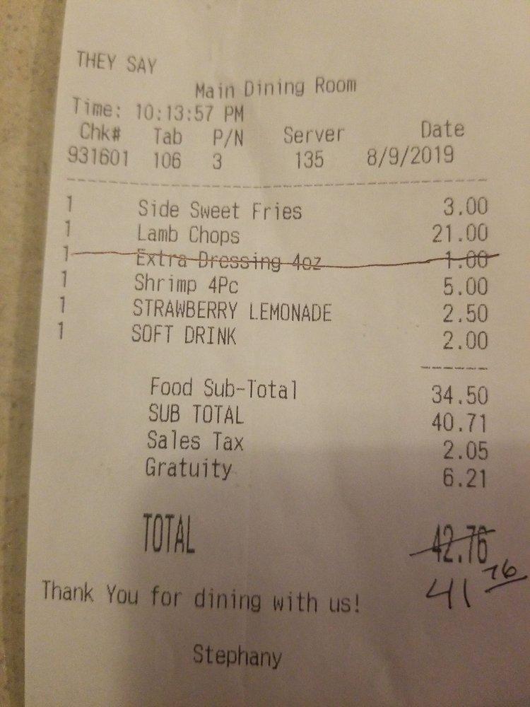 Menu at They Say Restaurant, Detroit
