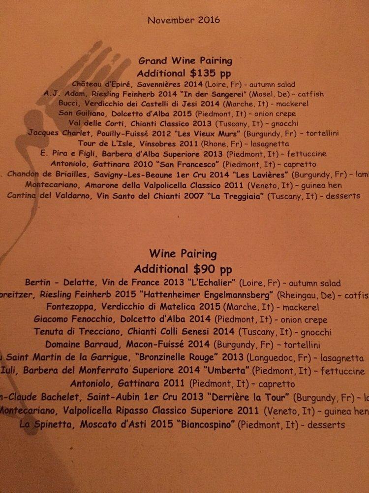 Menu at Vetri Cucina restaurant, Philadelphia, Spruce St
