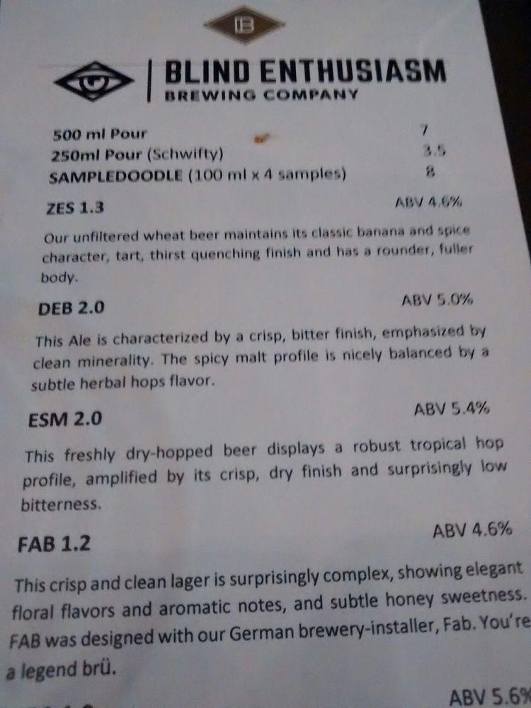 Menu at Biera pub & bar, Edmonton