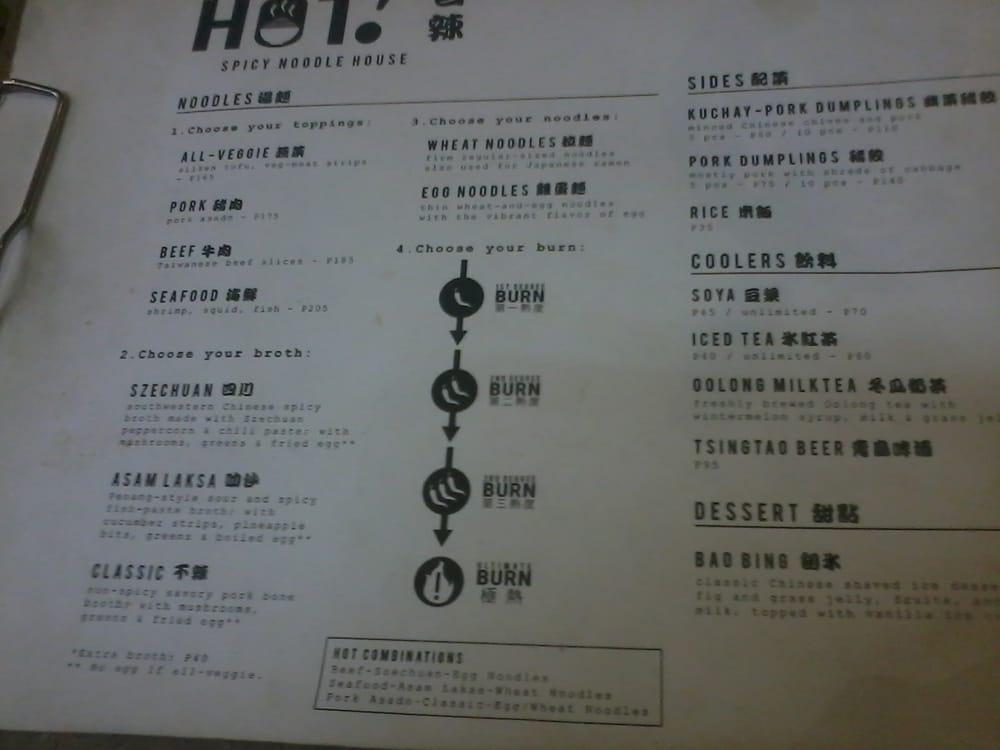 Menu at Caution Hot! 警告辣 Spicy Noodle House restaurant, Quezon City ...
