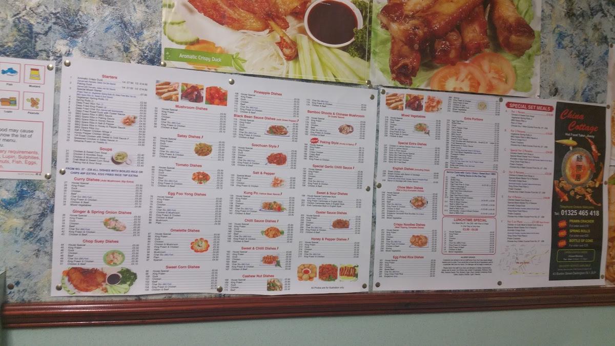 Menu at China Cottage restaurant, Darlington