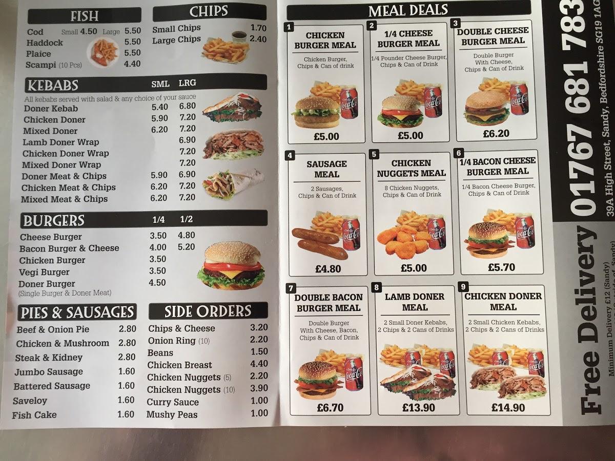 Menu at Town Fryer Sandy fast food, Sandy