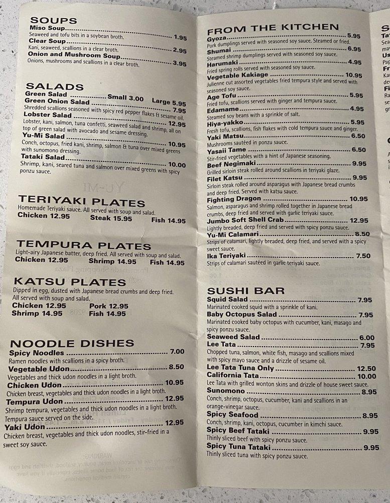 Menu at Yu-Mi Sushi Cafe, Palm Beach Gardens, FL A1AAlt #207