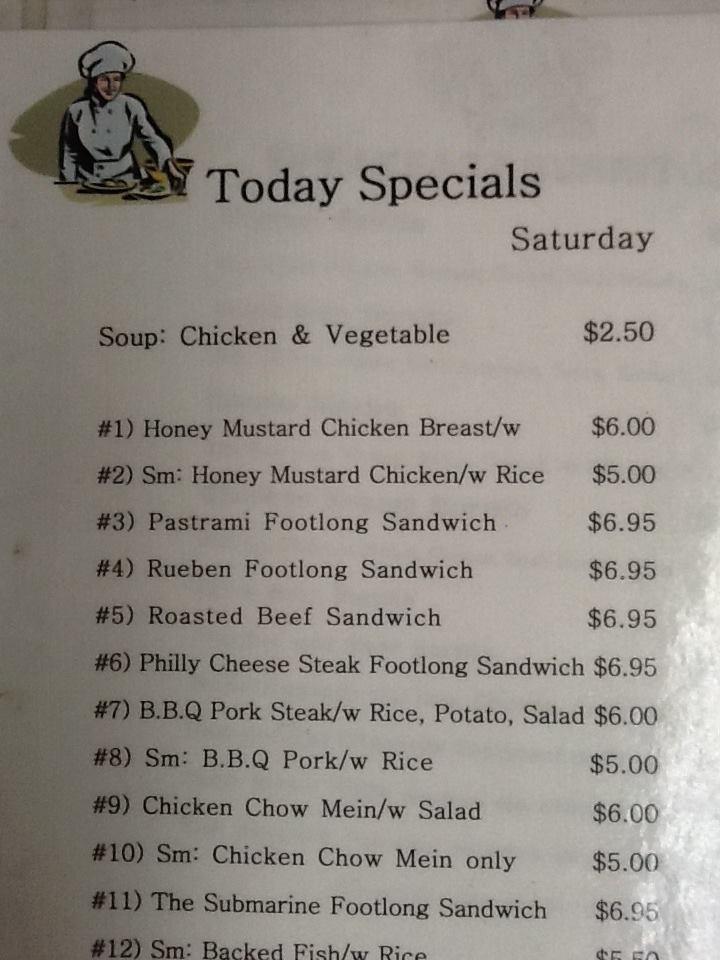 Menu at American Employee Cafeteria (Ramp Level), Los Angeles