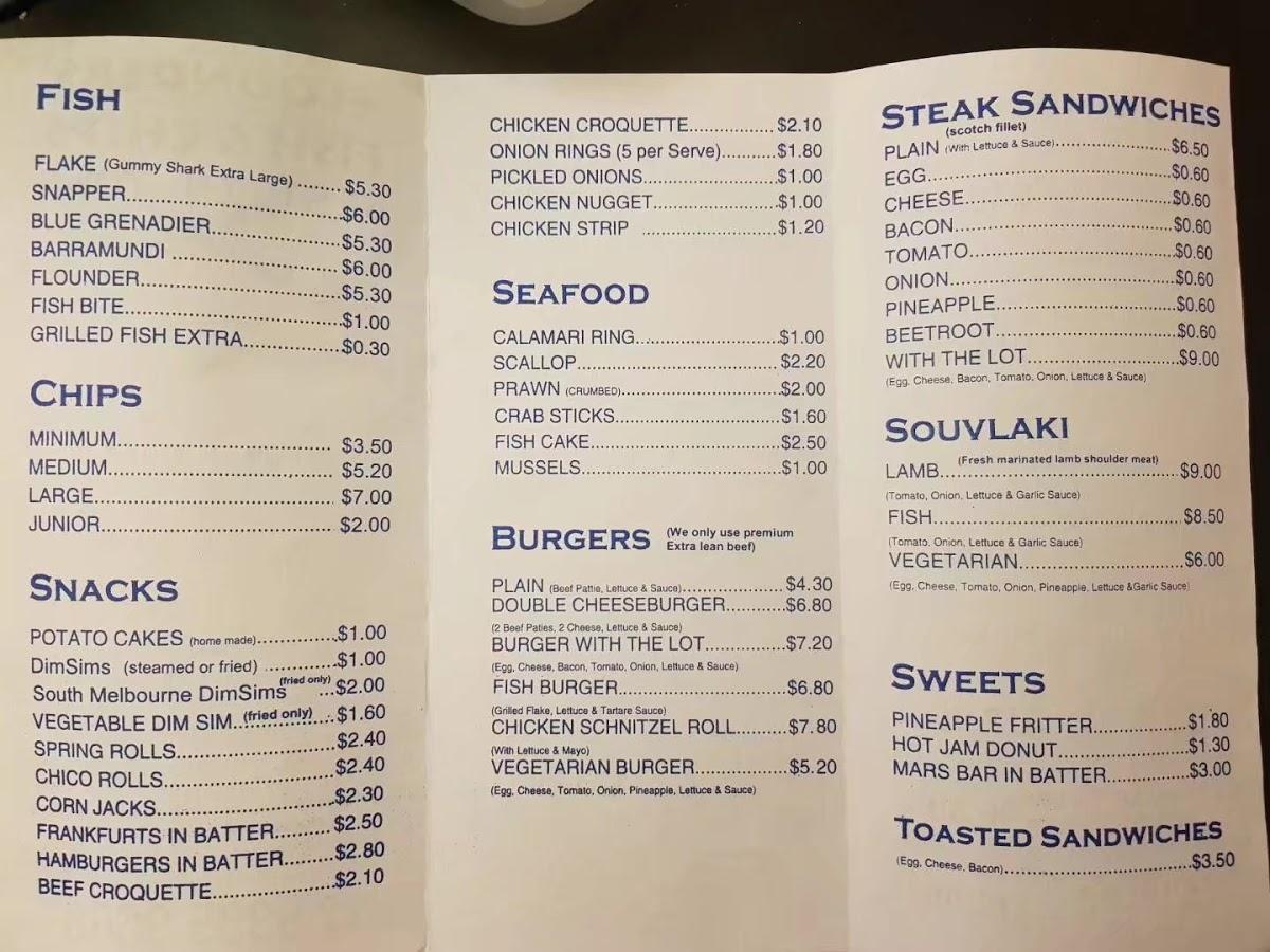 Menu at Flounders Fish & Chips fast food, Cranbourne West