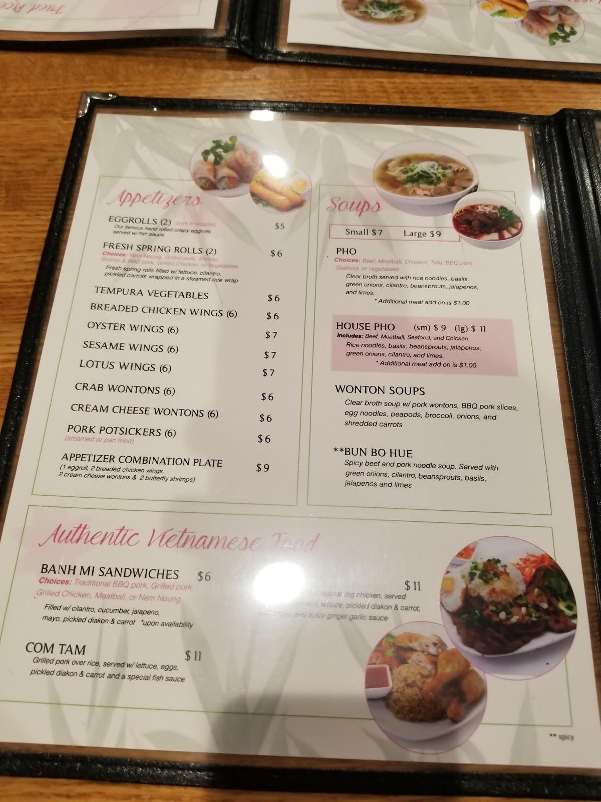 Menu at Lotus Maple Grove restaurant, Maple Grove