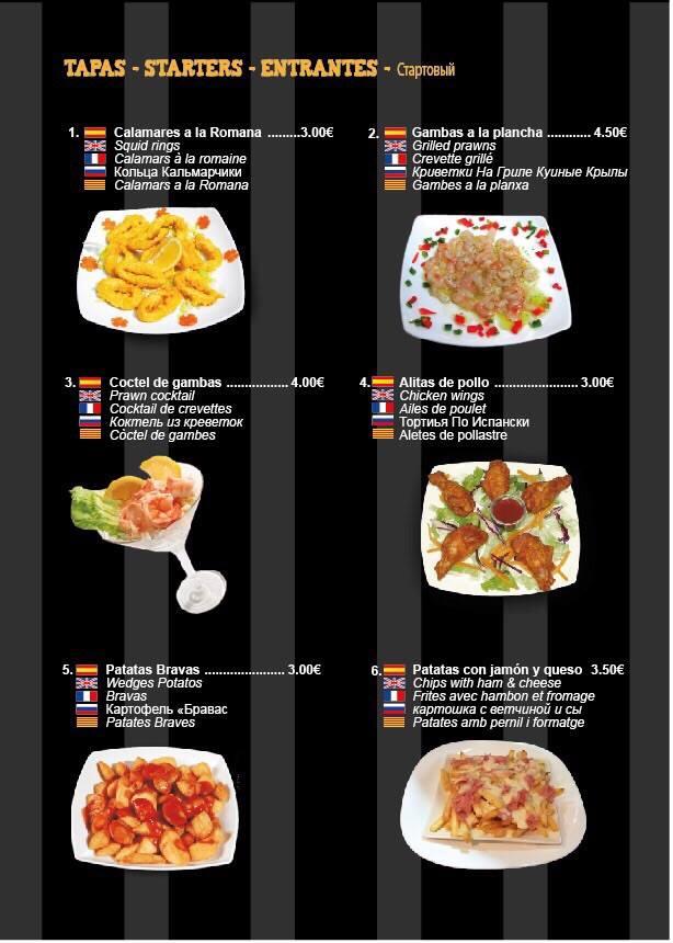 Carta de Malik's Bar Restaurante, Sitges
