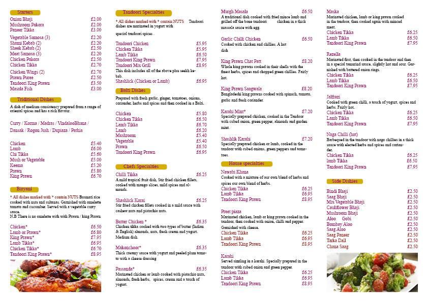 Menu at Masala Hut Market Square restaurant, Sheffield
