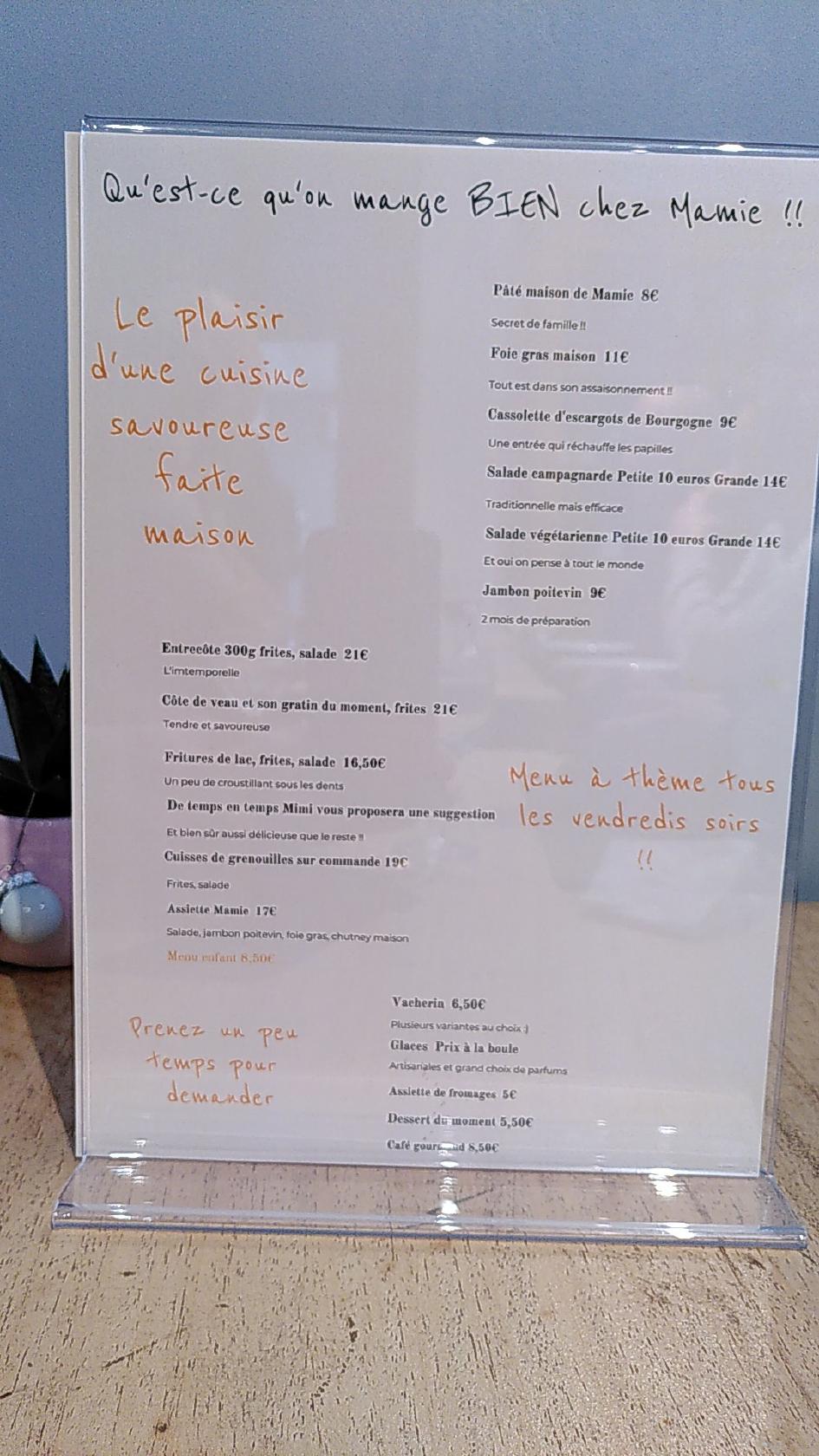 Menu au Restaurant Chez Ma'Mie, Aiton, Route d'Alberville Les plairal