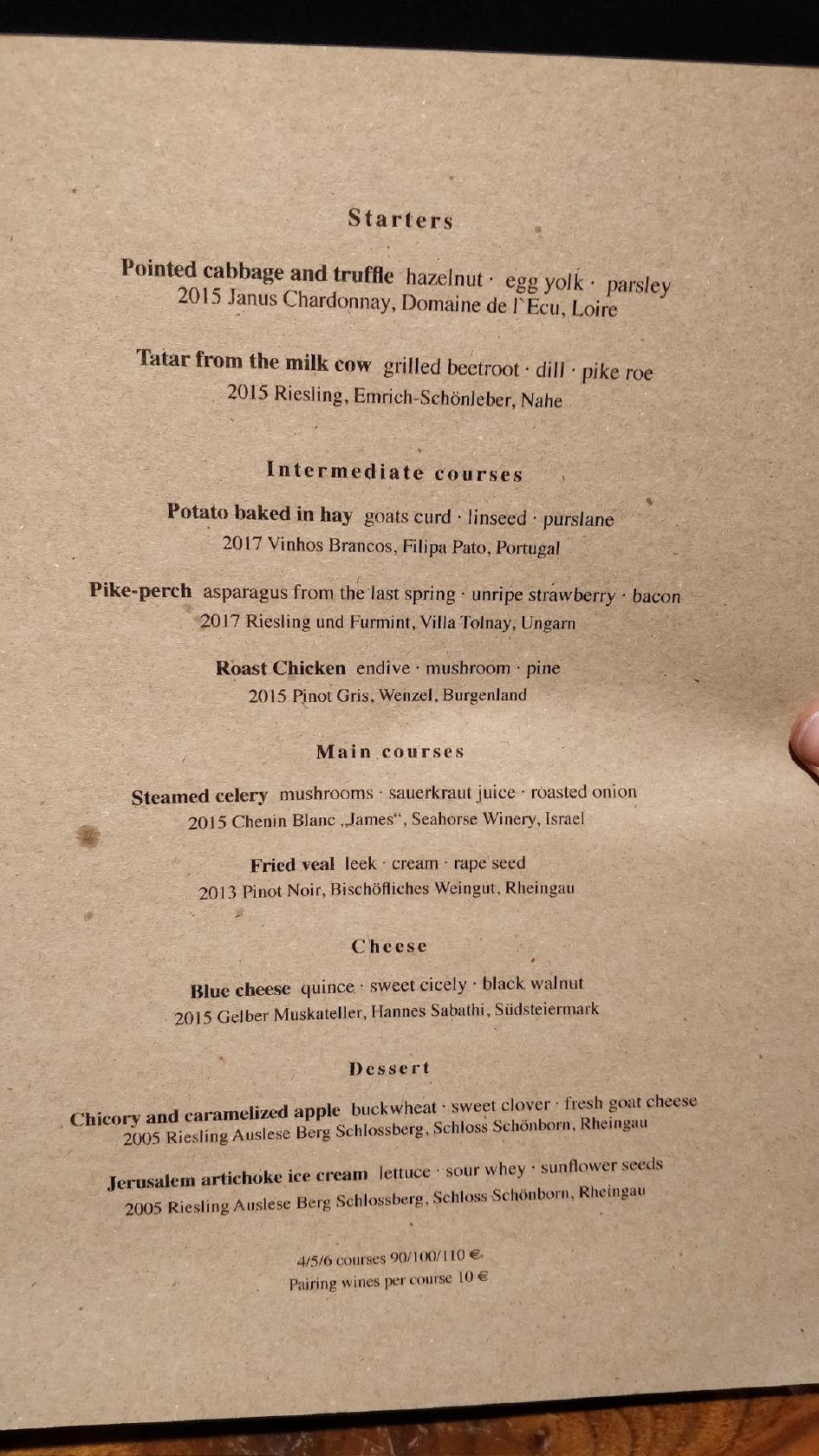 Speisekarte von Restaurant Gustav, Frankfurt am Main