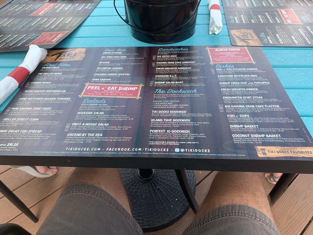 Menu at Tiki Docks Riverview pub & bar, Riverview