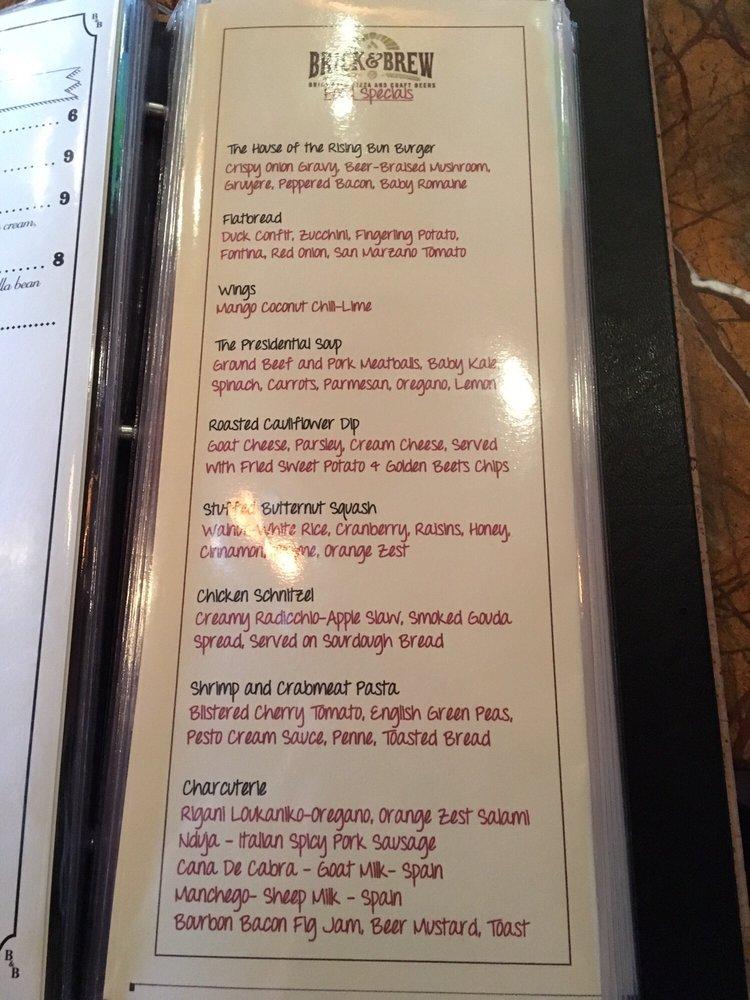 Menu at Brick & Brew pizzeria, Havertown
