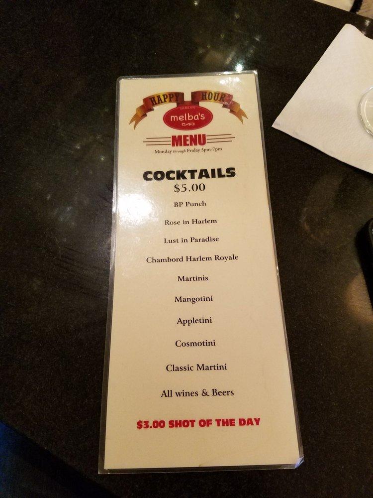 Menu at Melba's Restaurant, New York City, 300 W 114th St