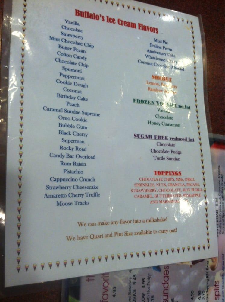 Menu at Buffalo Restaurant & Ice Cream Parlor, Buffalo Grove