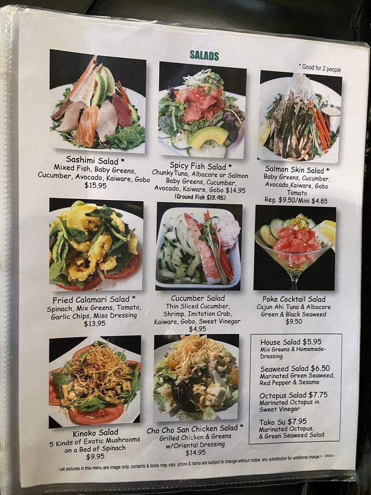 Menu at Cho Cho San Restaurant, Thousand Oaks