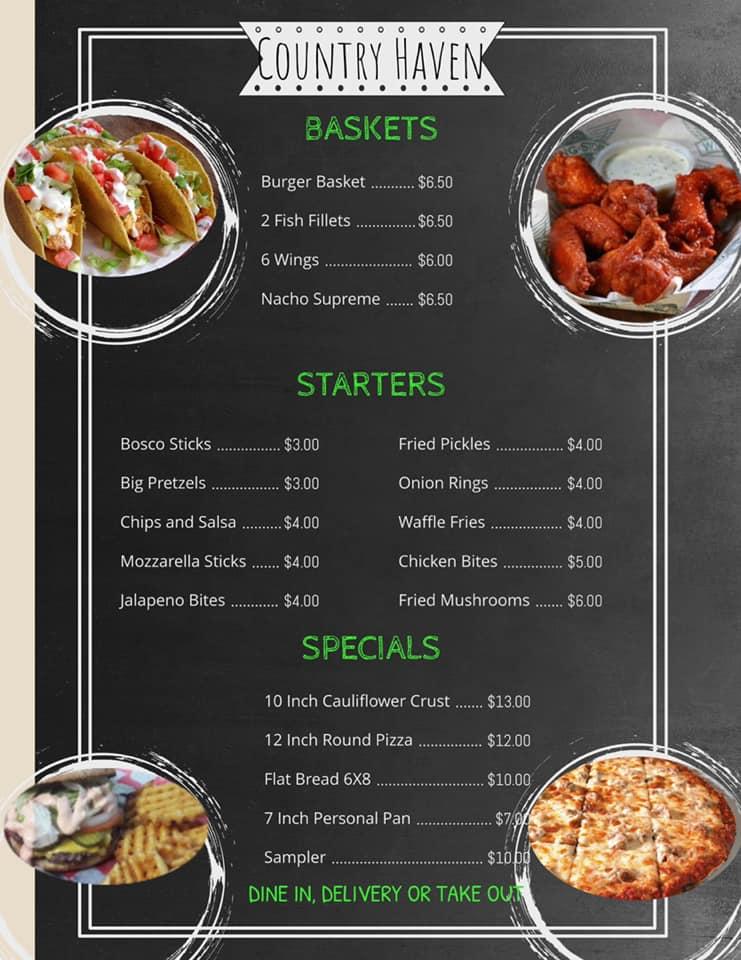 Menu at Country Haven Event Center pub & bar, Effingham