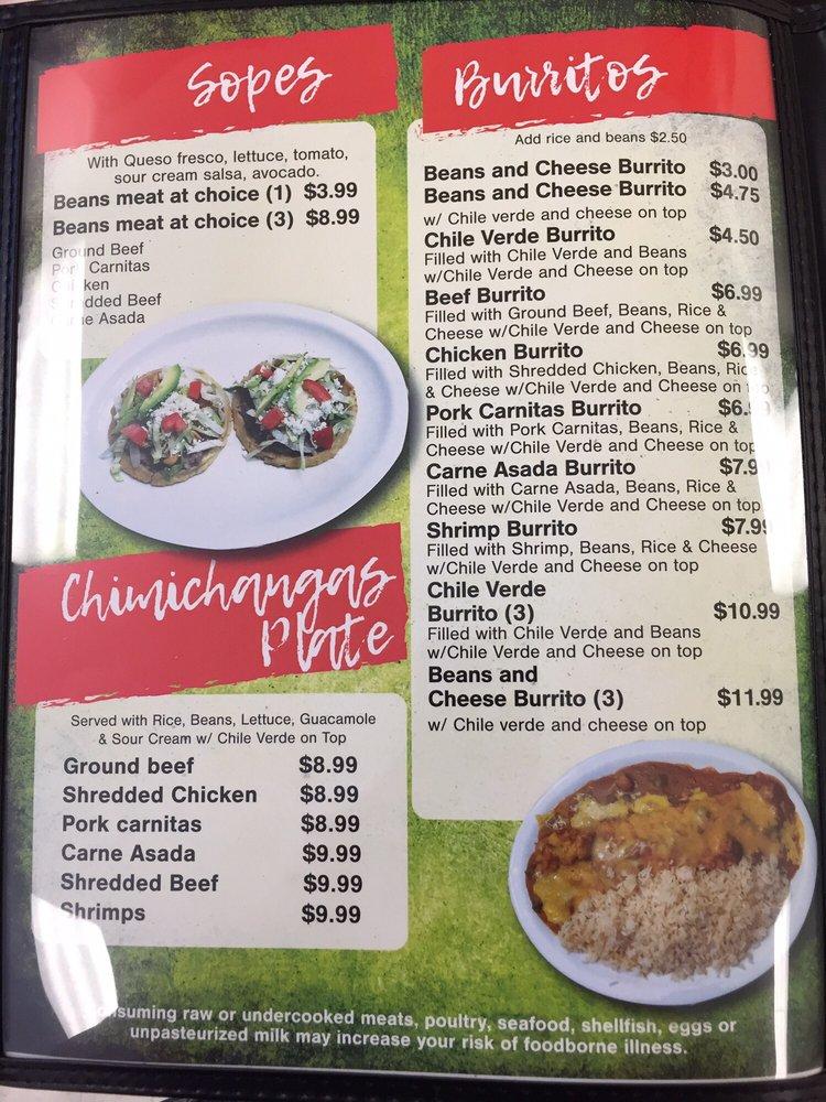 Menu at El Green Burrito restaurant, Tooele, 162 N Main St