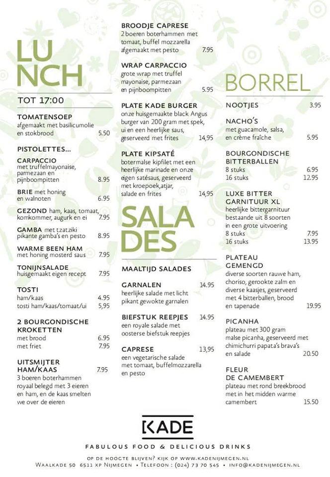 Menu at Kade Sushi&Steaks, Nijmegen, Waalkade 50