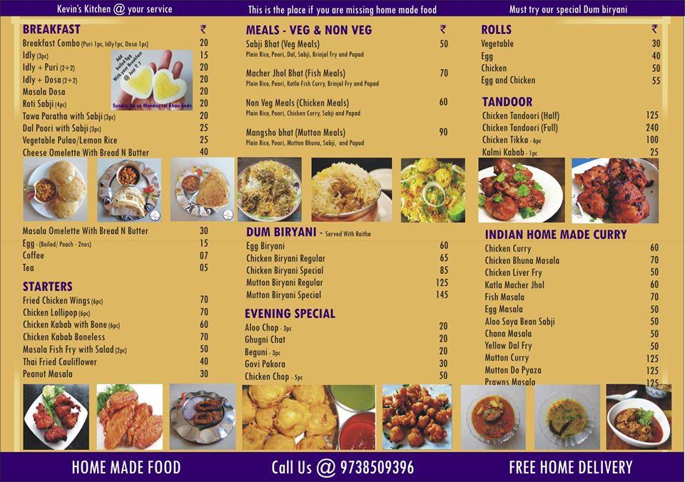 Menu at Kevin's Kitchen, Bengaluru, 43 Rama Temple Road