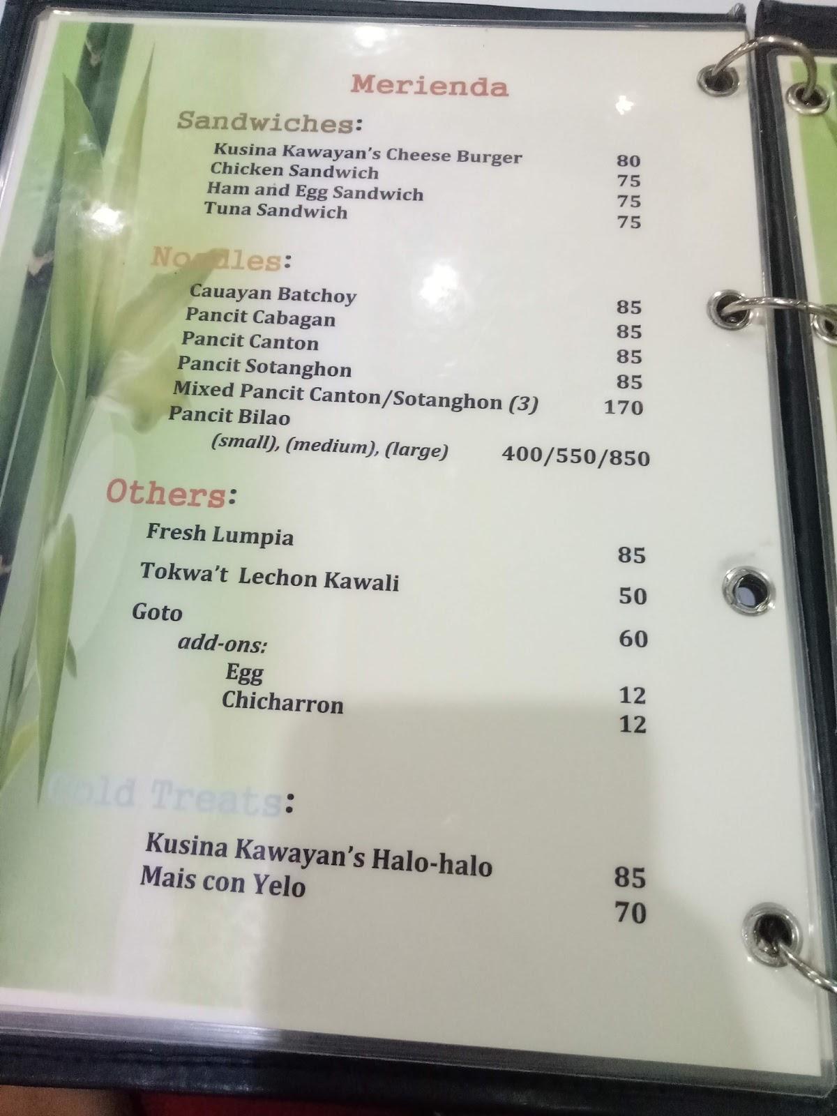 Menu at Kusina Kawayan restaurant, Cauayan City, #89 Don Jose