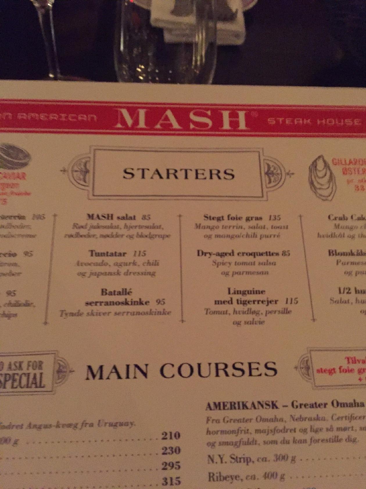 Speisekarte von MASH - Restaurant Aarhus, Aarhus
