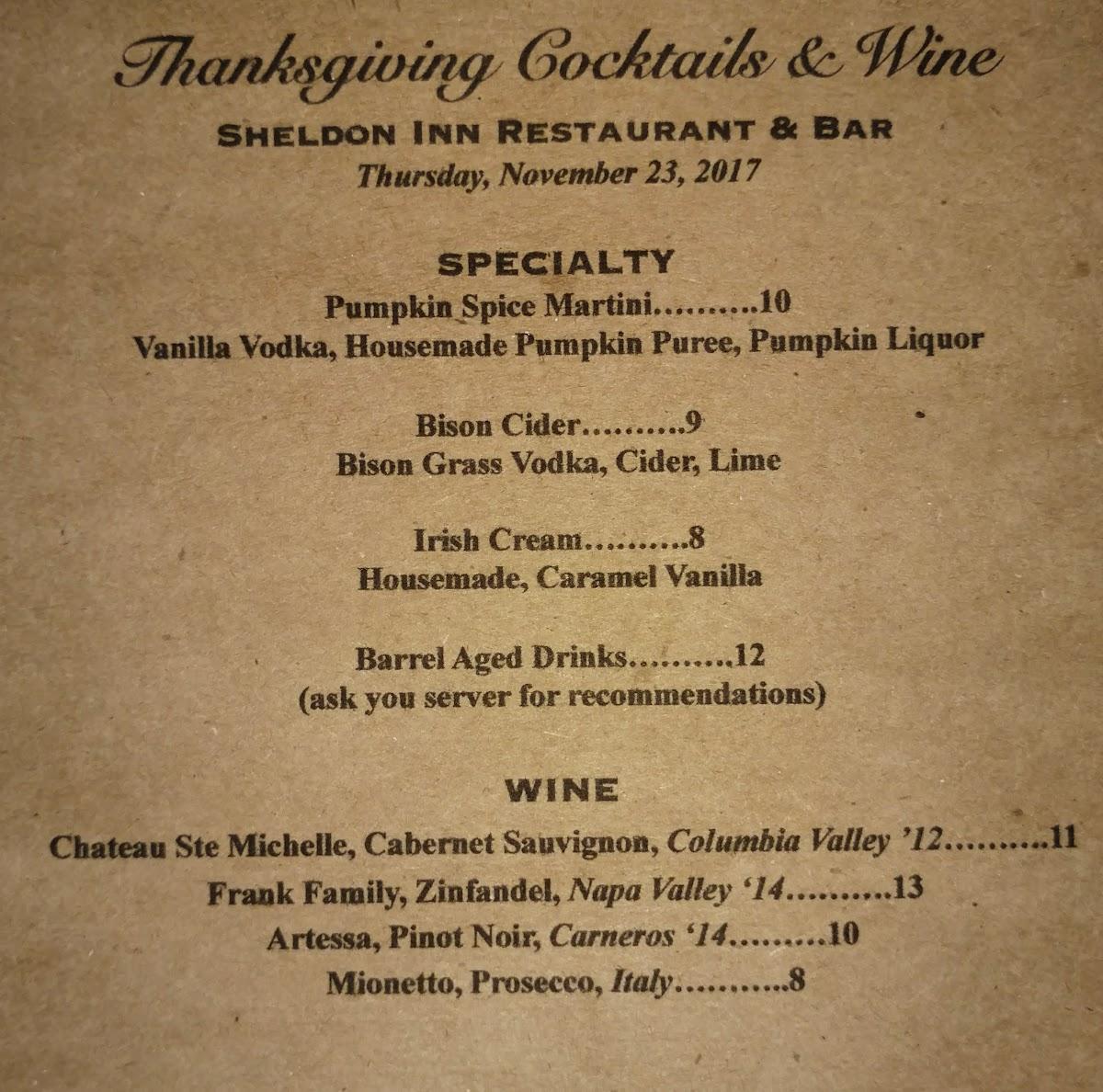 Menu at Sheldon Inn pub & bar, Elk Grove