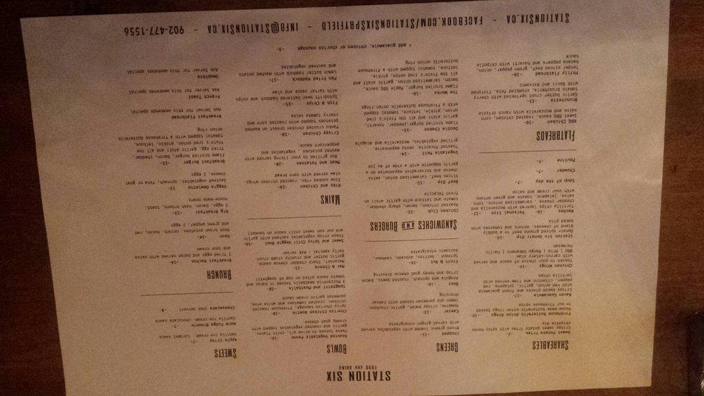 Menu at Station Six Food and Drink pub & bar, Halifax