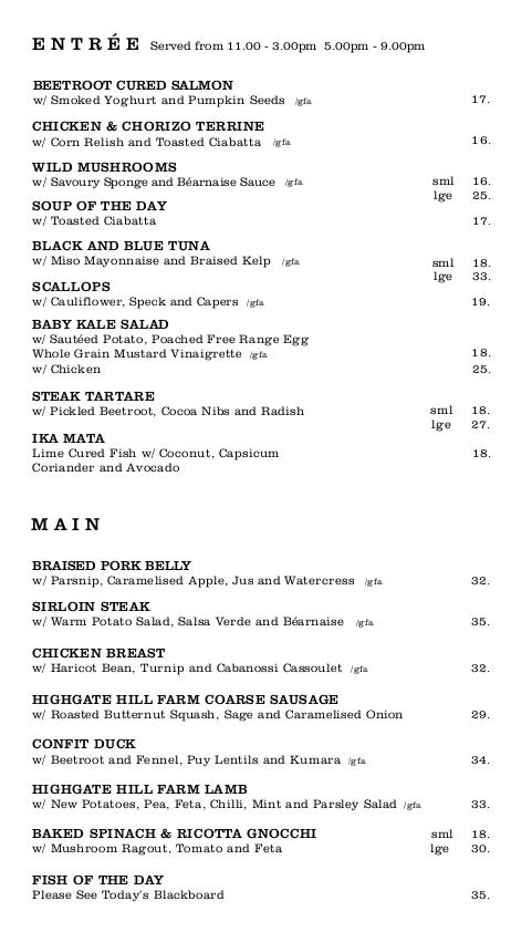Menu at The Quay pub & bar, Whangarei
