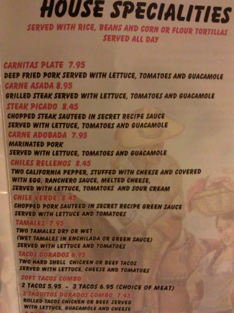 Menu at Casa Mota restaurant, Riverside