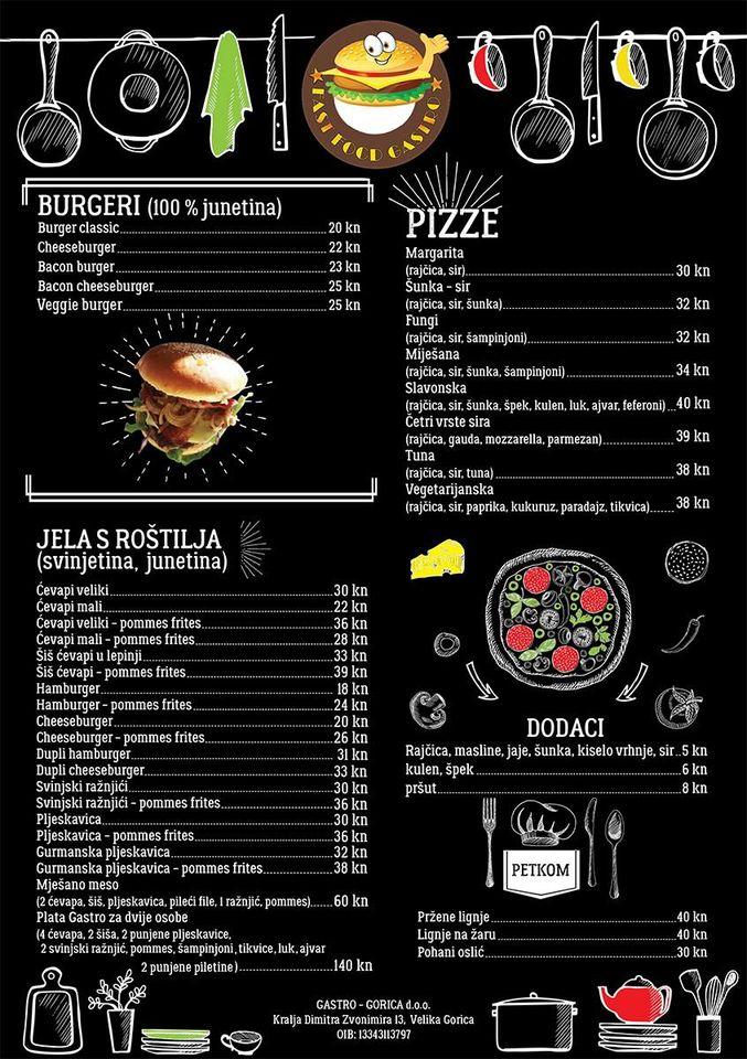 Menu at Fast Food Gastro, Velika Gorica