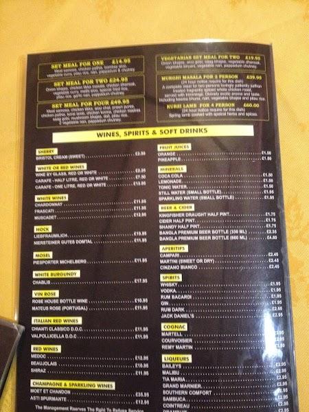 Menu at Indian Palace Restaurant, Feltham, 414 Staines Rd