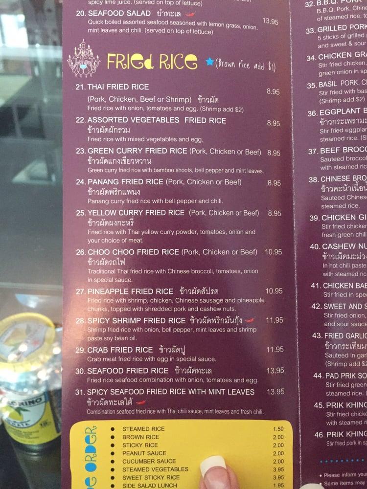 Menu at Nine & Nine Thai Kitchen restaurant, Pasadena