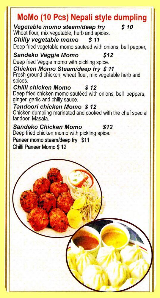 Menu at Taste of Himalayas restaurant, Surrey