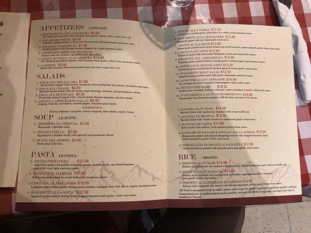 Menu at Trattoria Di Sofia restaurant, Montrose