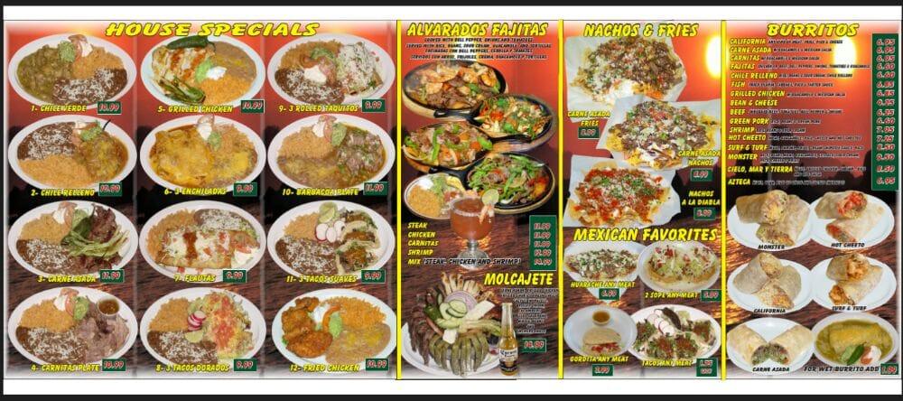 Menu at Alvarados Mexican and Seafood restaurant, Murrieta