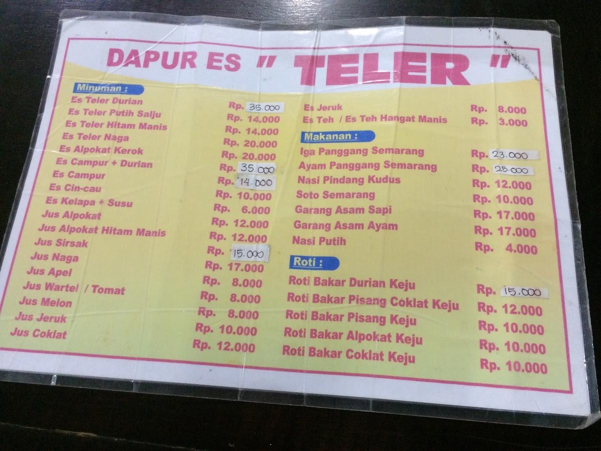 Menu at Dapur Es Teler restaurant, Mentawa Baru Hilir