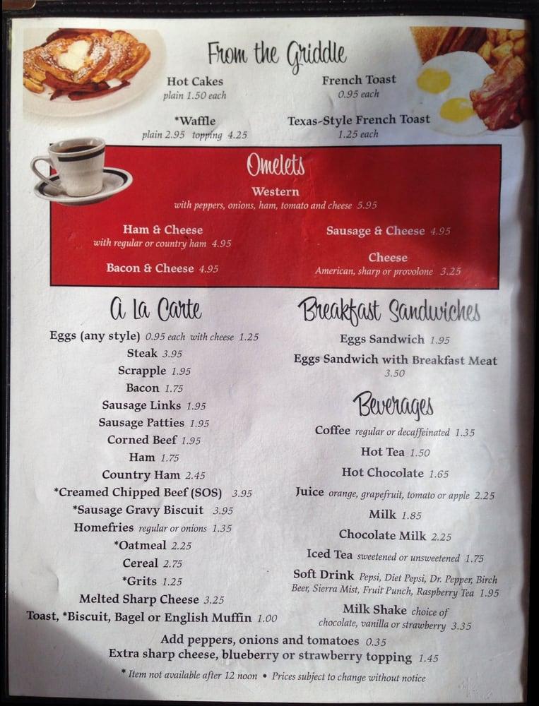 Menu at Exmore Diner restaurant, Exmore, Main St