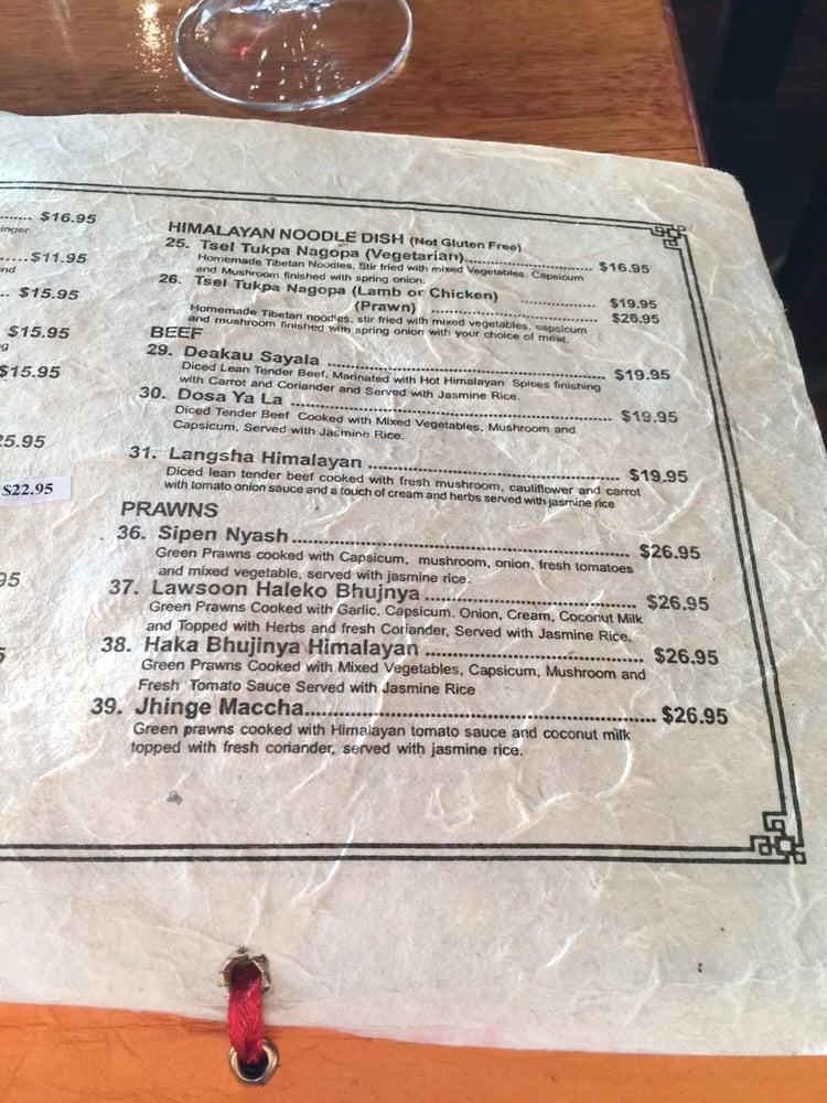 Menu at Himalayan Cafe, New Farm