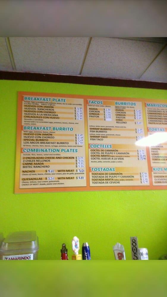 Menu at Los Arcos restaurant, Port Hueneme
