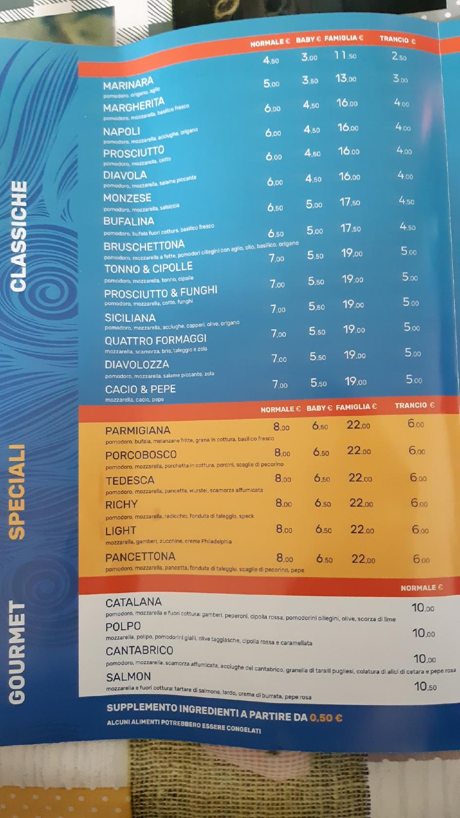 Menu da #MOOD Pizza&Mare ristorante, Carate Brianza