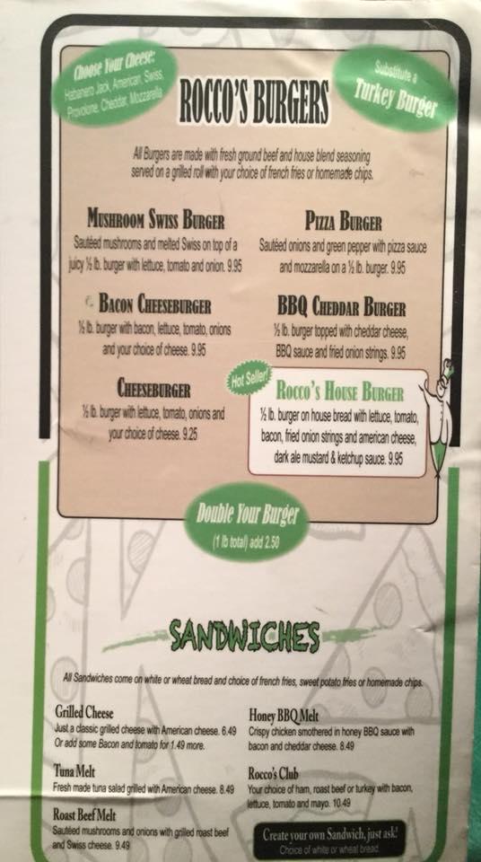Menu at Rocco's Pizzeria, Corinth