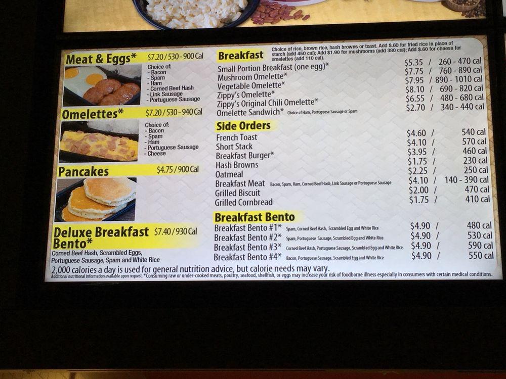 Menu at Zippy's Pearl City fast food, Pearl City, 806 Kamehameha Hwy
