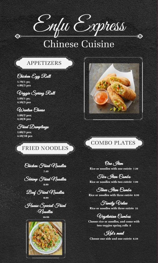 Menu at EN FU EXPRESS { TEMPLE MALL } restaurant, Temple, S 31st St