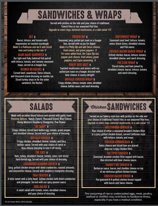 Menu at Gateway Pub, Henning