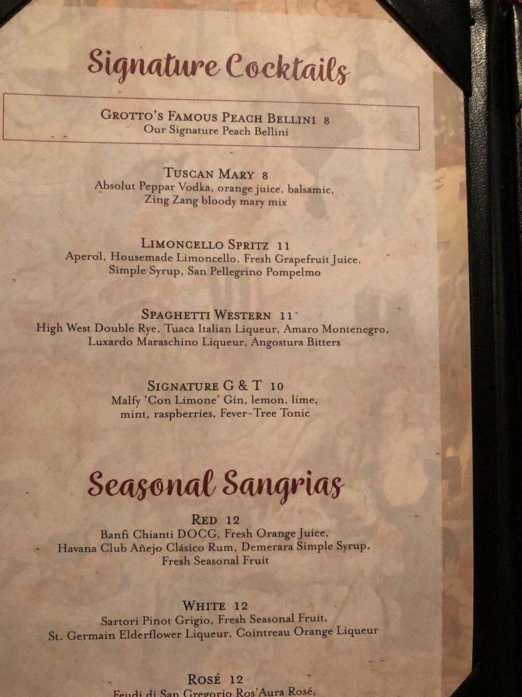 Menu at Grotto Ristorante pizzeria, Galveston